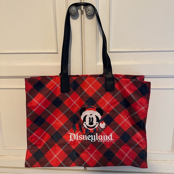 Disney | Bags | Disneyland Mickey Mouse Holiday Tartan Plaid Tote Bag ...